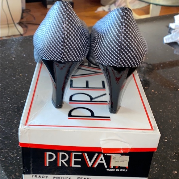 Prevata | Shoes | Prevata Black White Polkadot Color Leather Heels ...